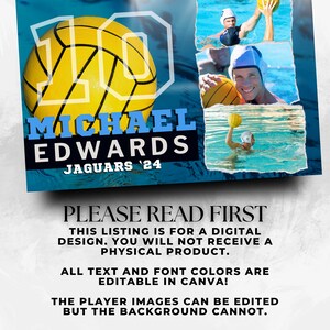 Water Polo Poster Canva Template Senior Night Water Polo Team Banquet ...