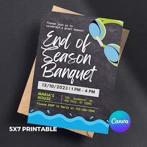 Printable Swim Team End of Season Sports Banquet Invitation Canva ...