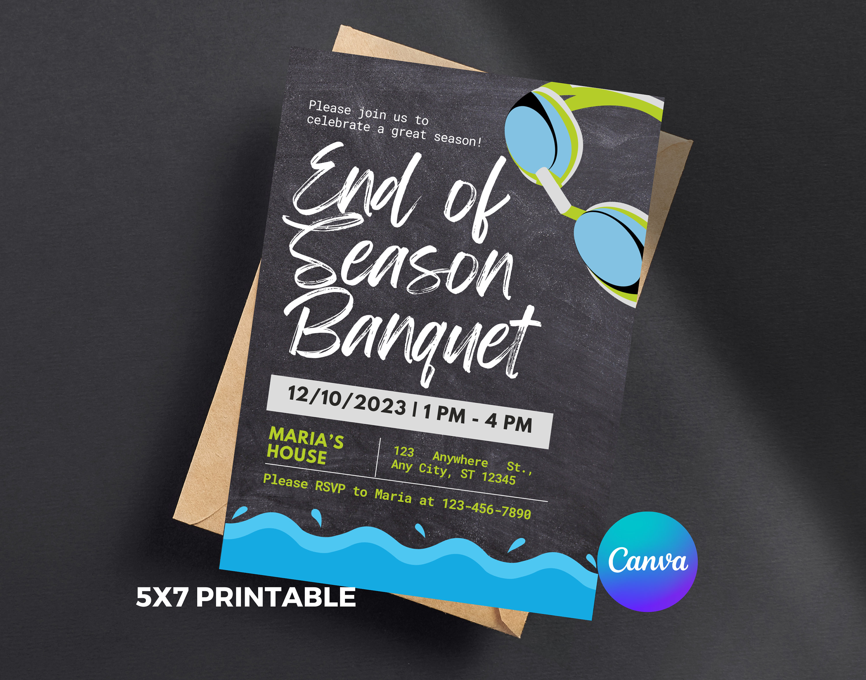 Printable Swim Team End of Season Sports Banquet Invitation Canva ...