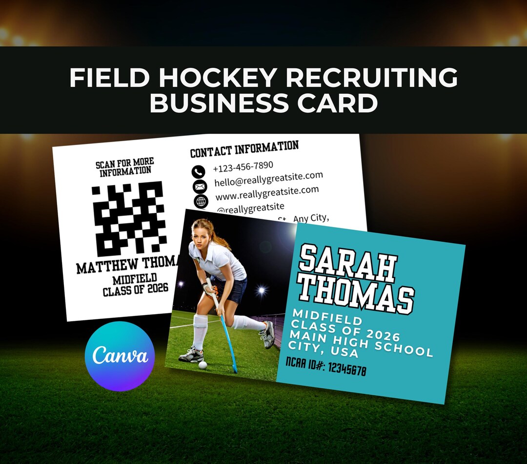 Field Hockey Athlete Business Card Canva Template College Recruiting ...