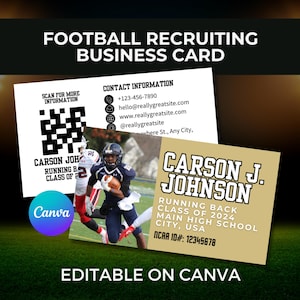 Football Athlete Business Card Canva Template College Recruiting ...