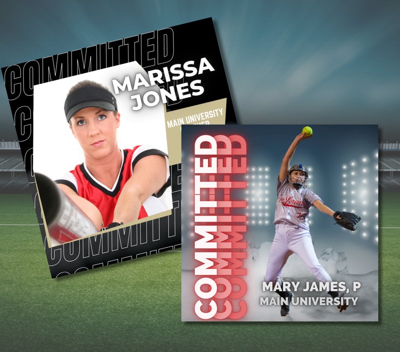 Softball Committed Editable Social Media Template Canva Signing Day Poster High School Softball ...