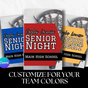 Lacrosse Senior Night Program Canva Template Senior Game Boys High ...