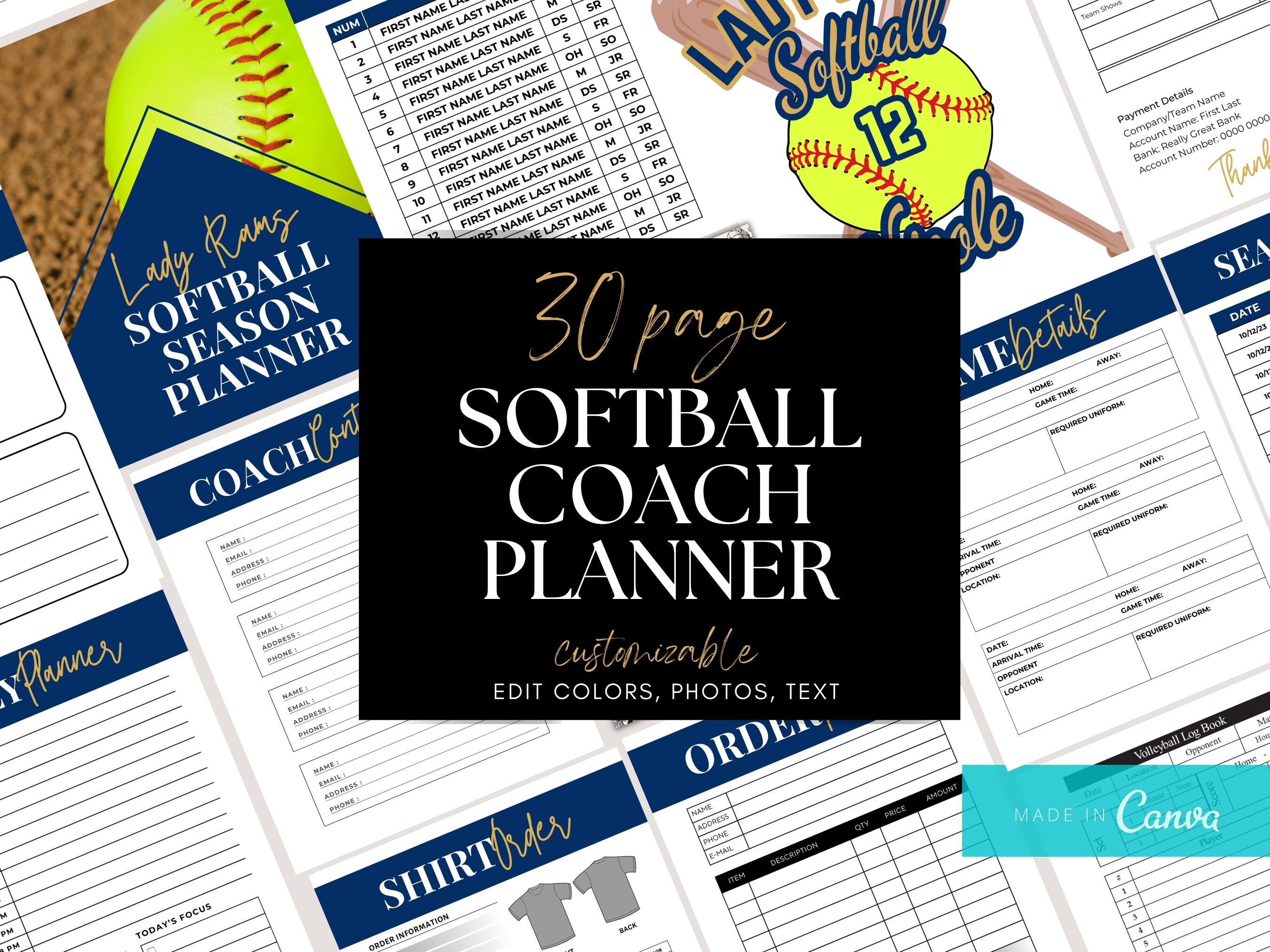 Editable Softball Coach Planner Softball Team Management Form Templates ...