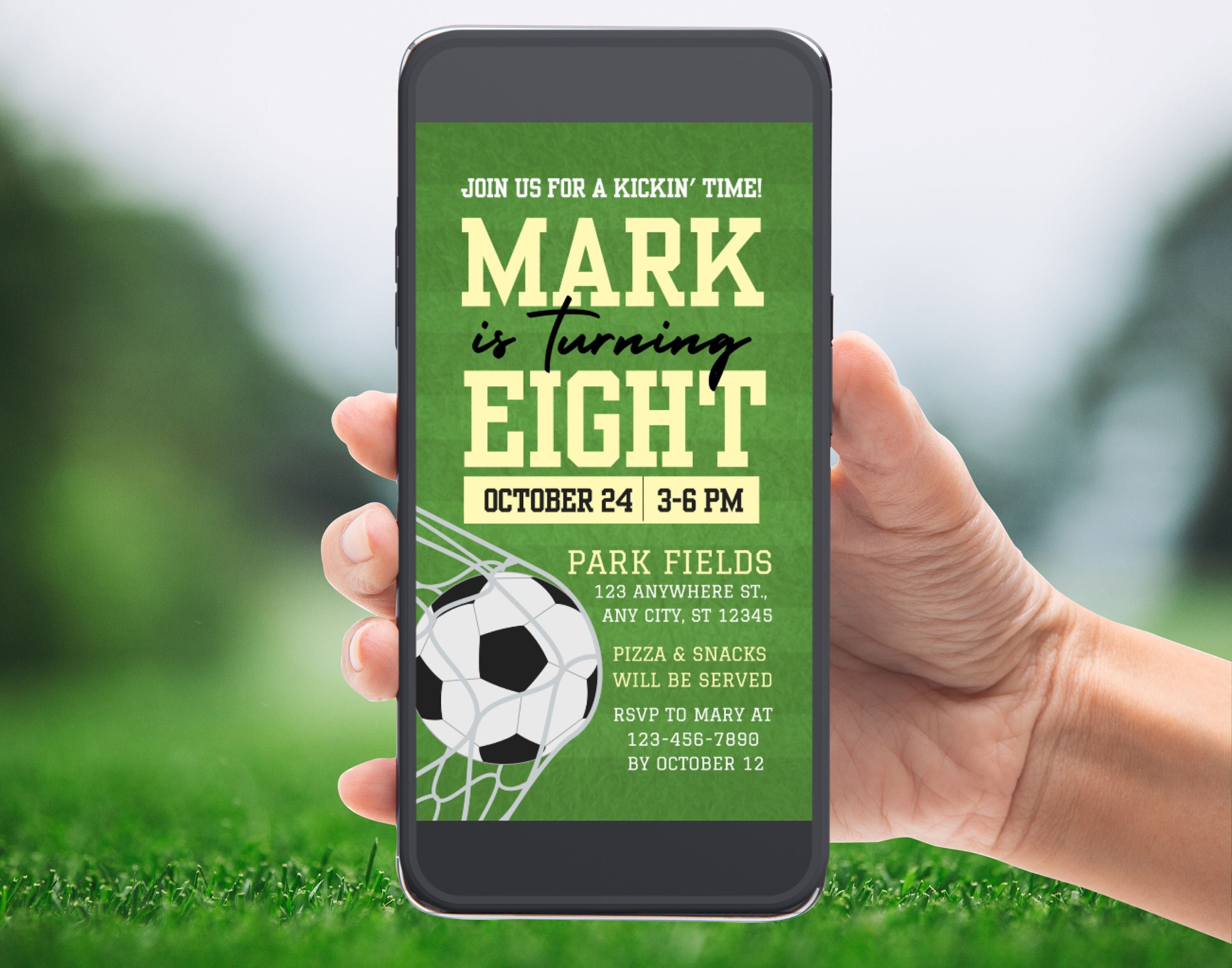 Editable Soccer Party Invitation Kids Soccer Electronic Invite Template ...