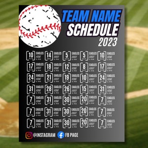 Editable Baseball Schedule Template DIY Canva Baseball Schedule ...