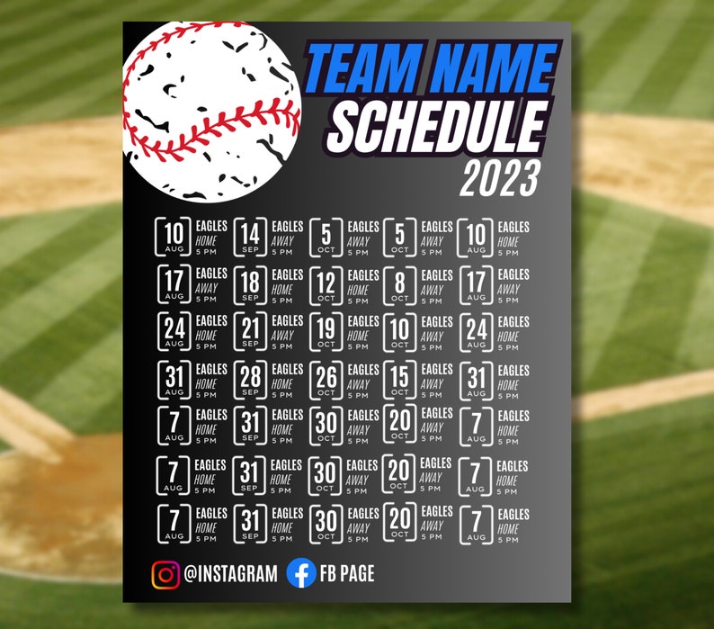 Editable Baseball Schedule Template DIY Canva Baseball Schedule ...