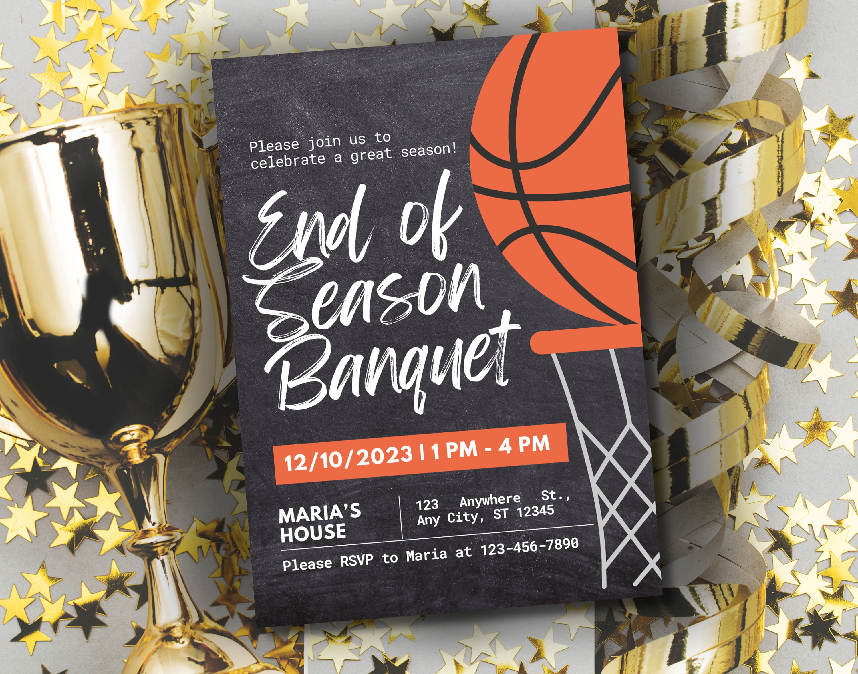 Printable Basketball Team End of Season Sports Banquet Invitation Canva ...