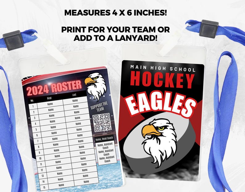 Editable Hockey Team Roster Card Canva Template Ice Hockey Team Player ...