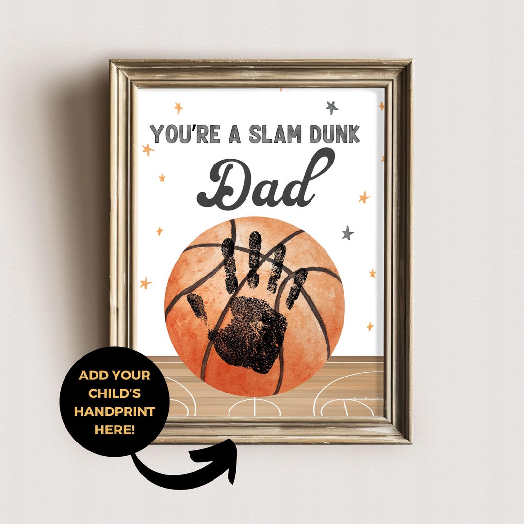 Dad Printable Basketball Handprint Art Gift From Son Daughter Father's ...