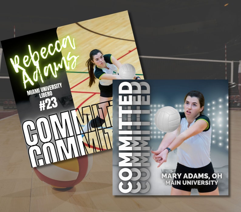 Volleyball Committed Editable Social Media Template Canva Signing Day ...