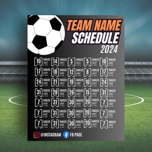 Editable Soccer Schedule Template DIY Canva Soccer Team Schedule ...