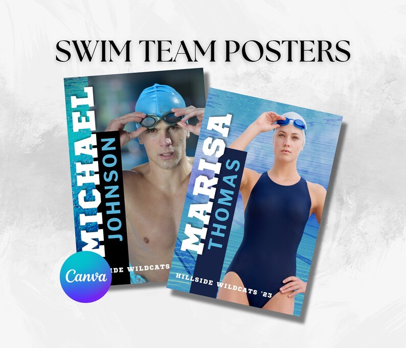Swim Team Poster Canva Template Senior Meet Swim Team Banquet Gift for ...