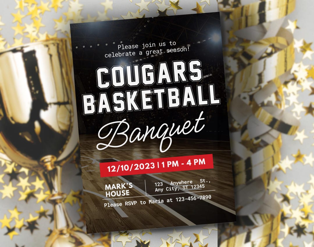 Printable Basketball Team End of Season Sport Banquet Invitation Canva ...