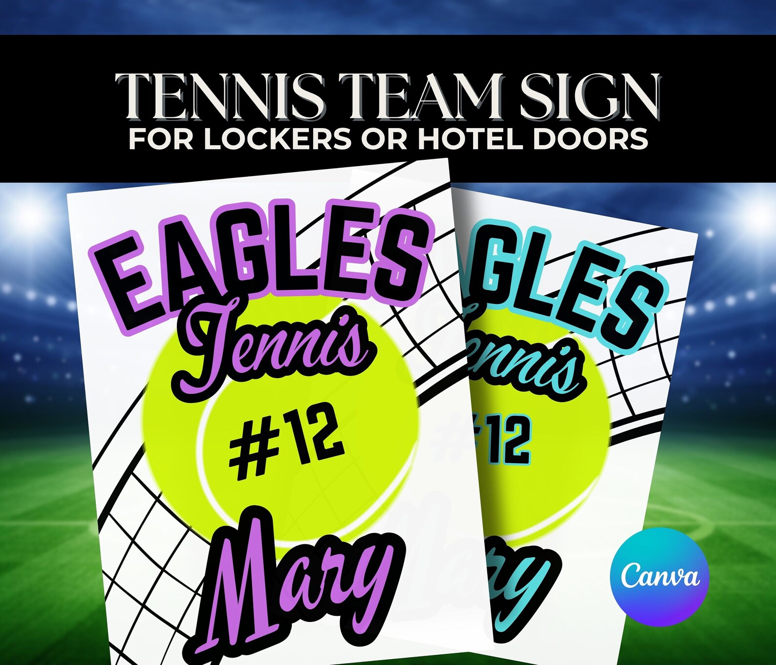 Tennis Door Sign Canva Template High School Tennis Tournament Hotel ...