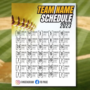 Editable Softball Schedule Template DIY Canva Softball Printable Poster ...