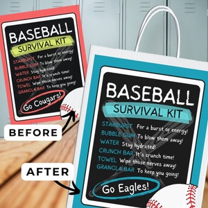 Editable Baseball Team Survival Kit Canva Template Printable Baseball ...