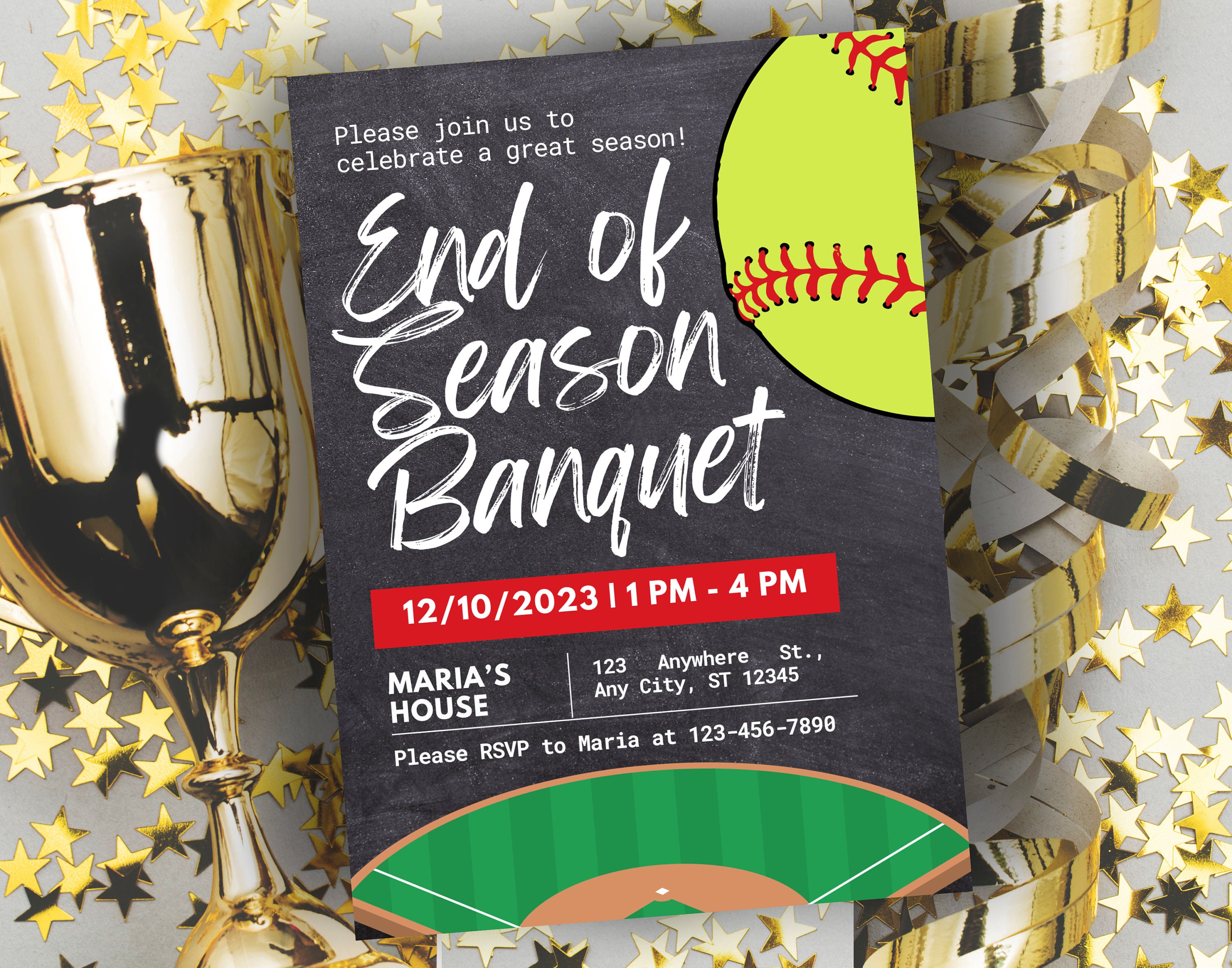 Printable Softball Team End of Season Sports Banquet Invitation Canva ...