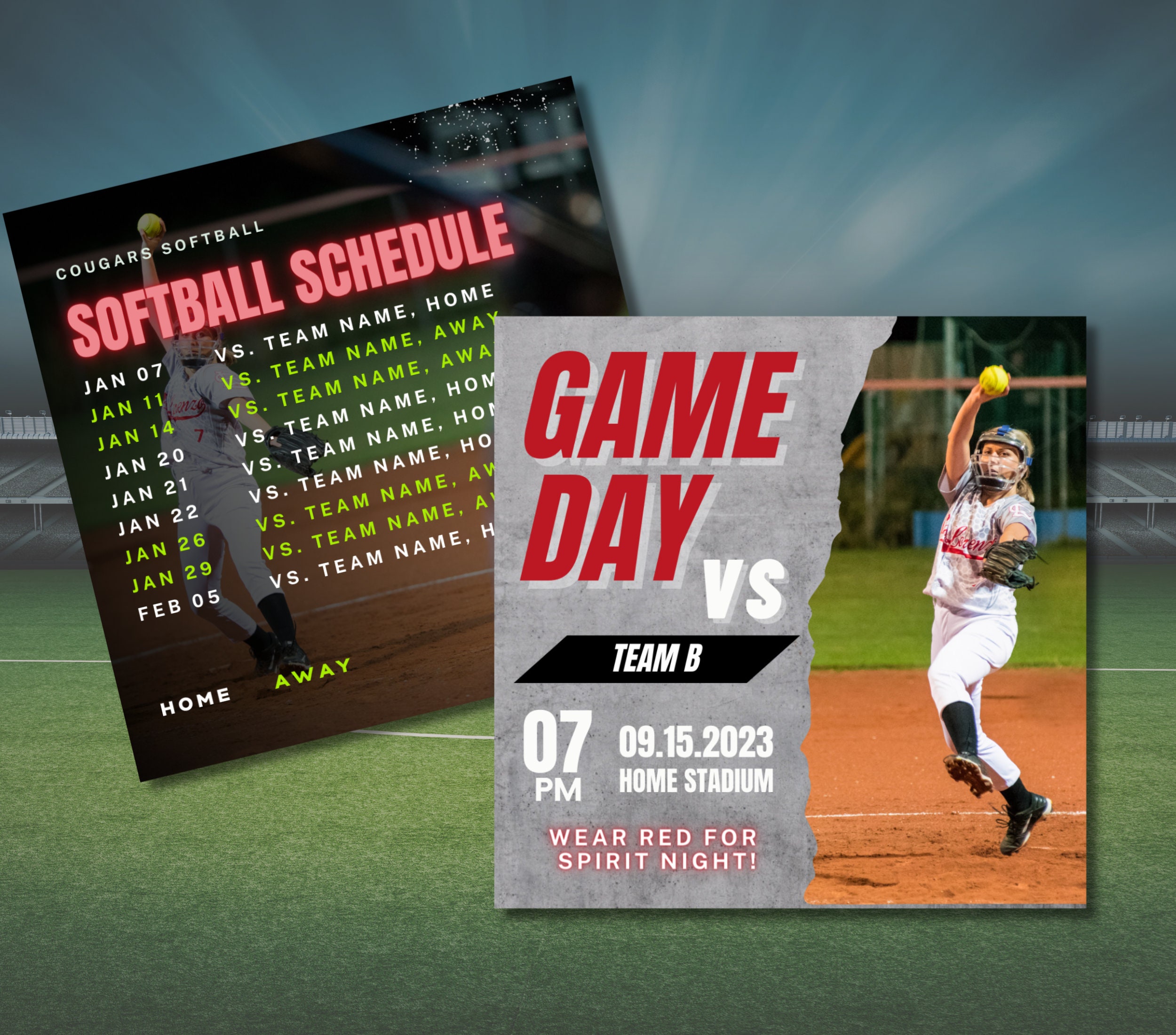 Editable Softball Social Media Graphics Template DIY Canva Softball ...