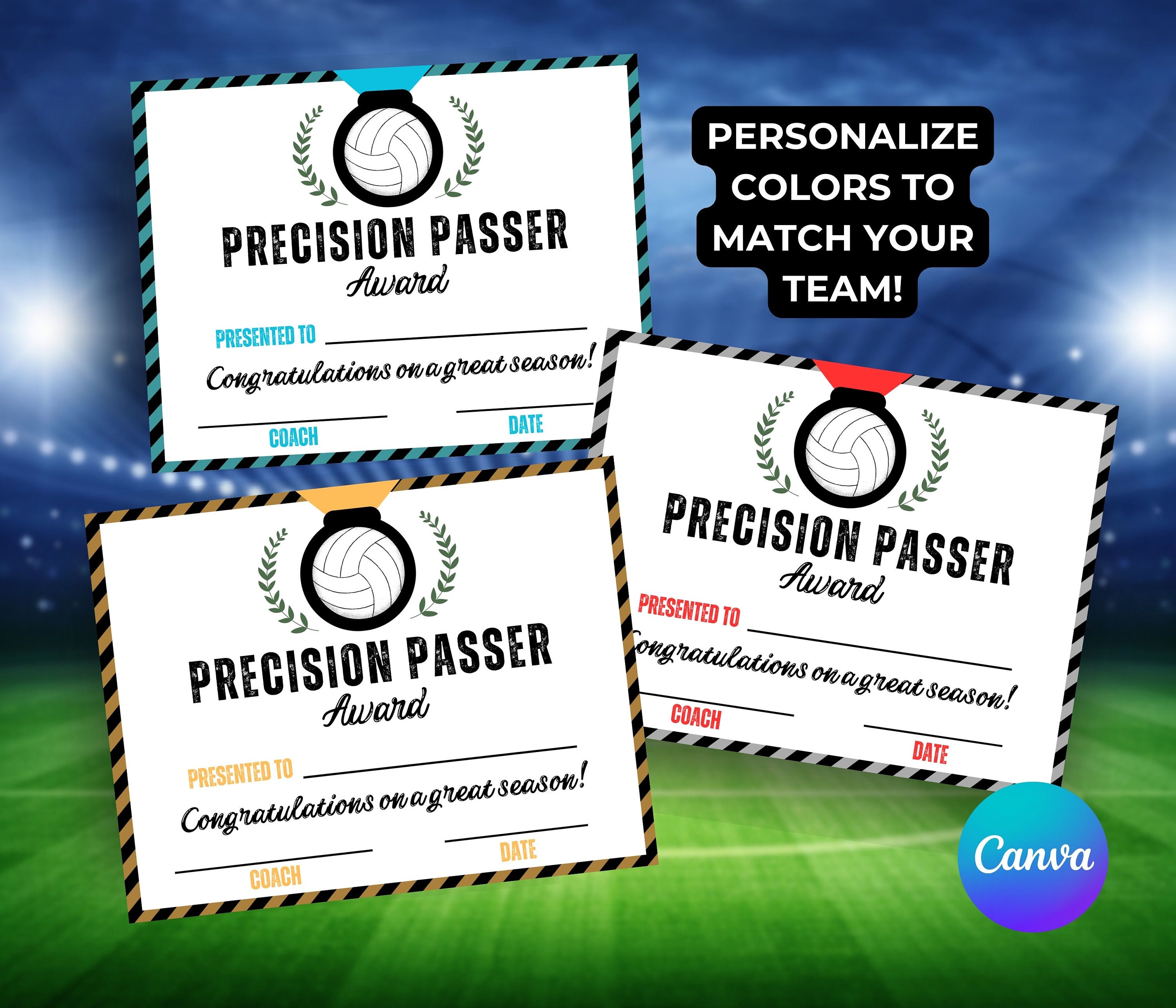 Editable Volleyball Award Certificates End of Season Printable ...