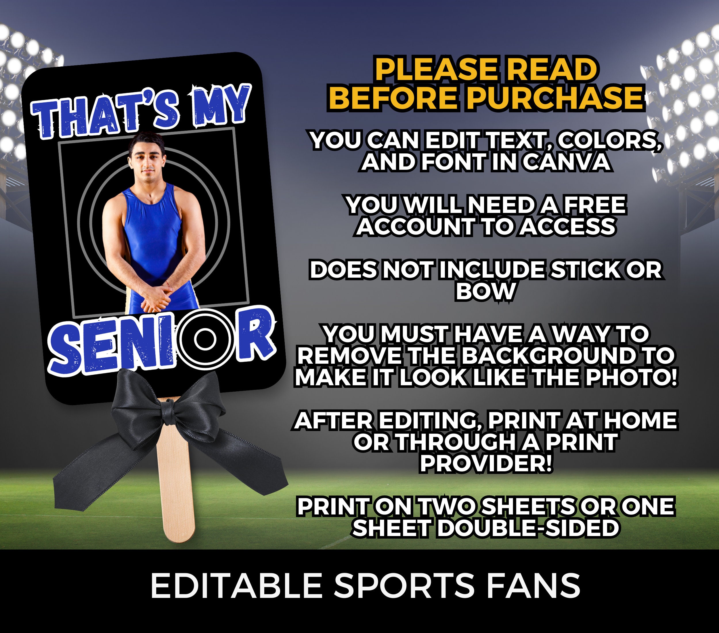Wrestling Senior Match Poster Canva Template Senior Night Wrestling ...