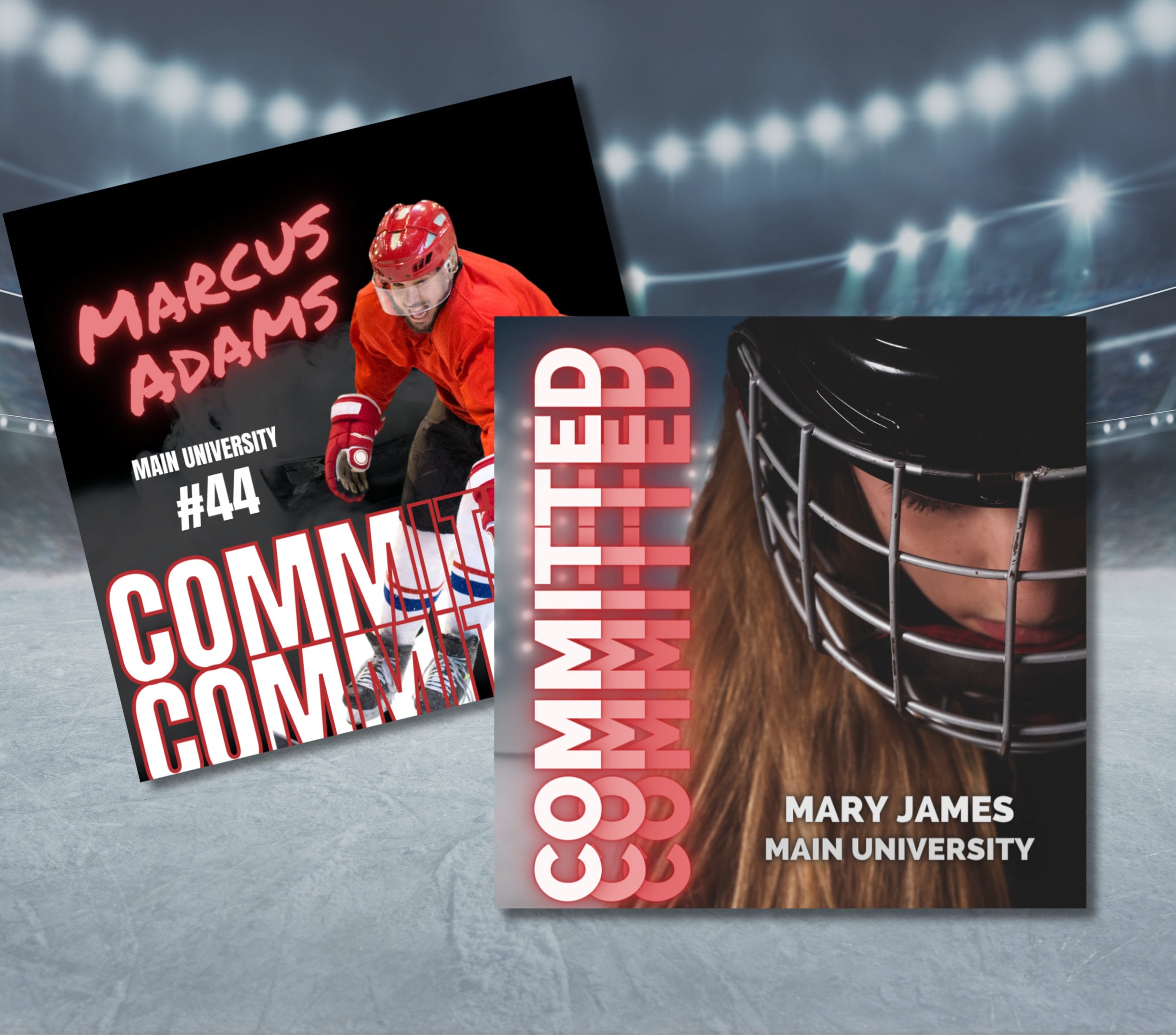 Hockey Committed Editable Social Media Template Canva Signing Day ...