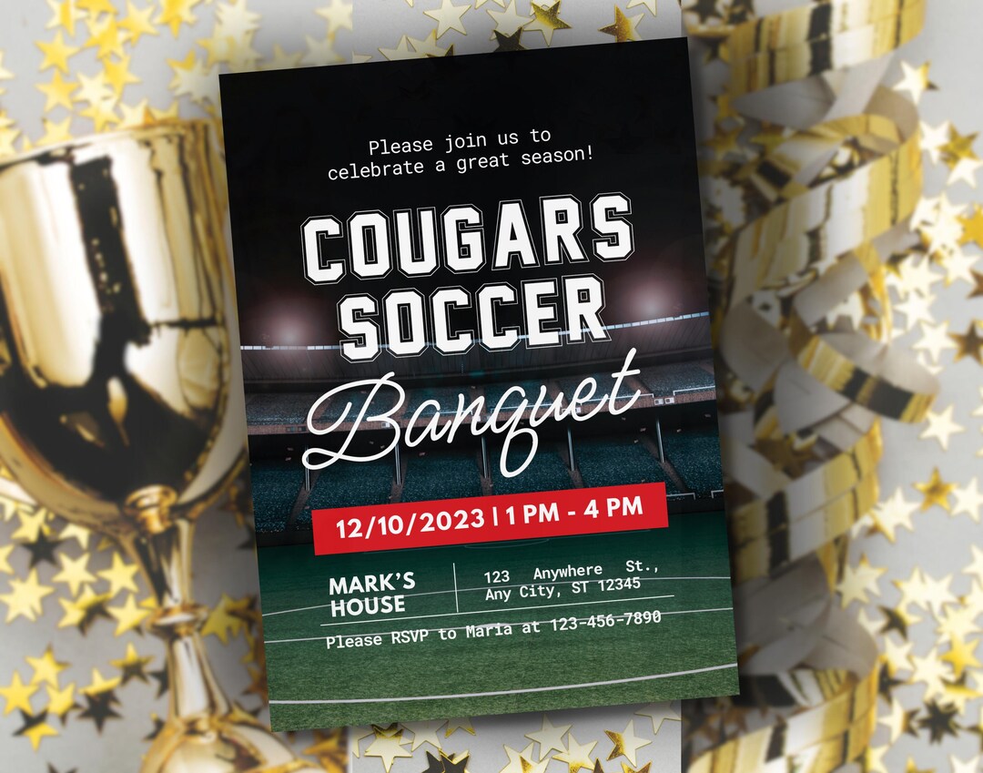 Printable Soccer Team End of Season Sports Banquet Invitation Canva ...