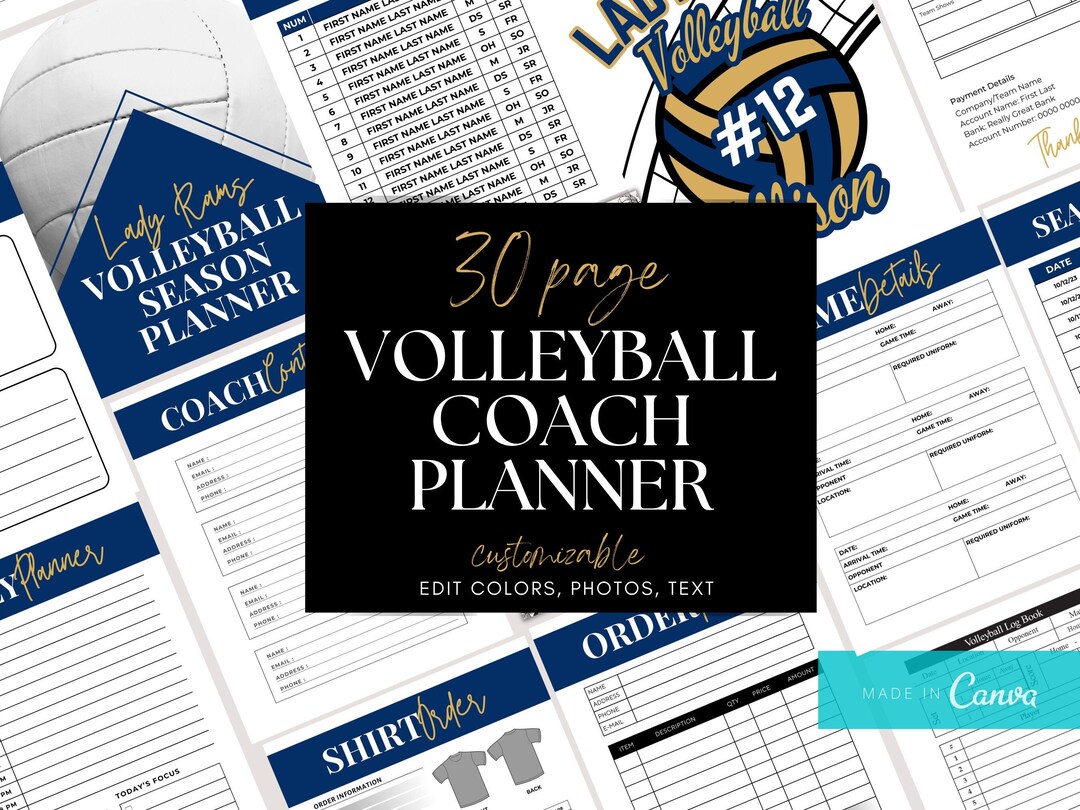 Editable Volleyball Coach Planner Volleyball Team Parent Manager Form ...