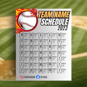 Editable Baseball Schedule Template DIY Canva Baseball Schedule ...
