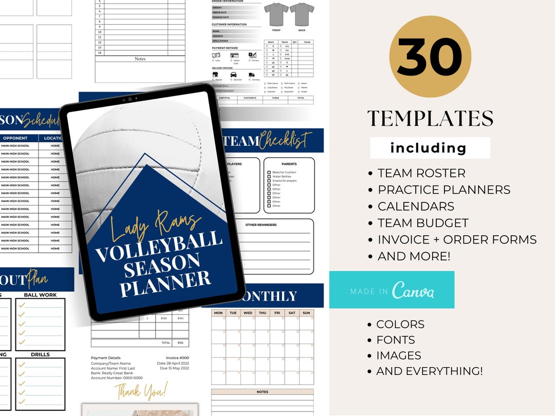 Editable Volleyball Coach Planner Volleyball Team Parent Manager Form ...