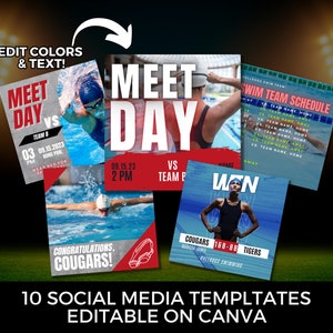 Editable Swim Team Social Media Graphics Template Canva Swim Team ...