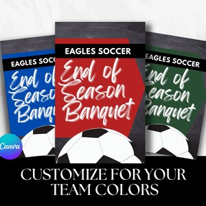 Soccer Team Banquet Program Canva Template Senior Game Girls High ...
