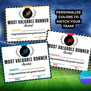 Editable Cross Country Award Certificates End of Season Printable ...