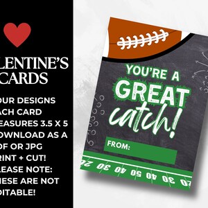 Printable Football Valentine's Day Cards for Kids Sports Theme ...