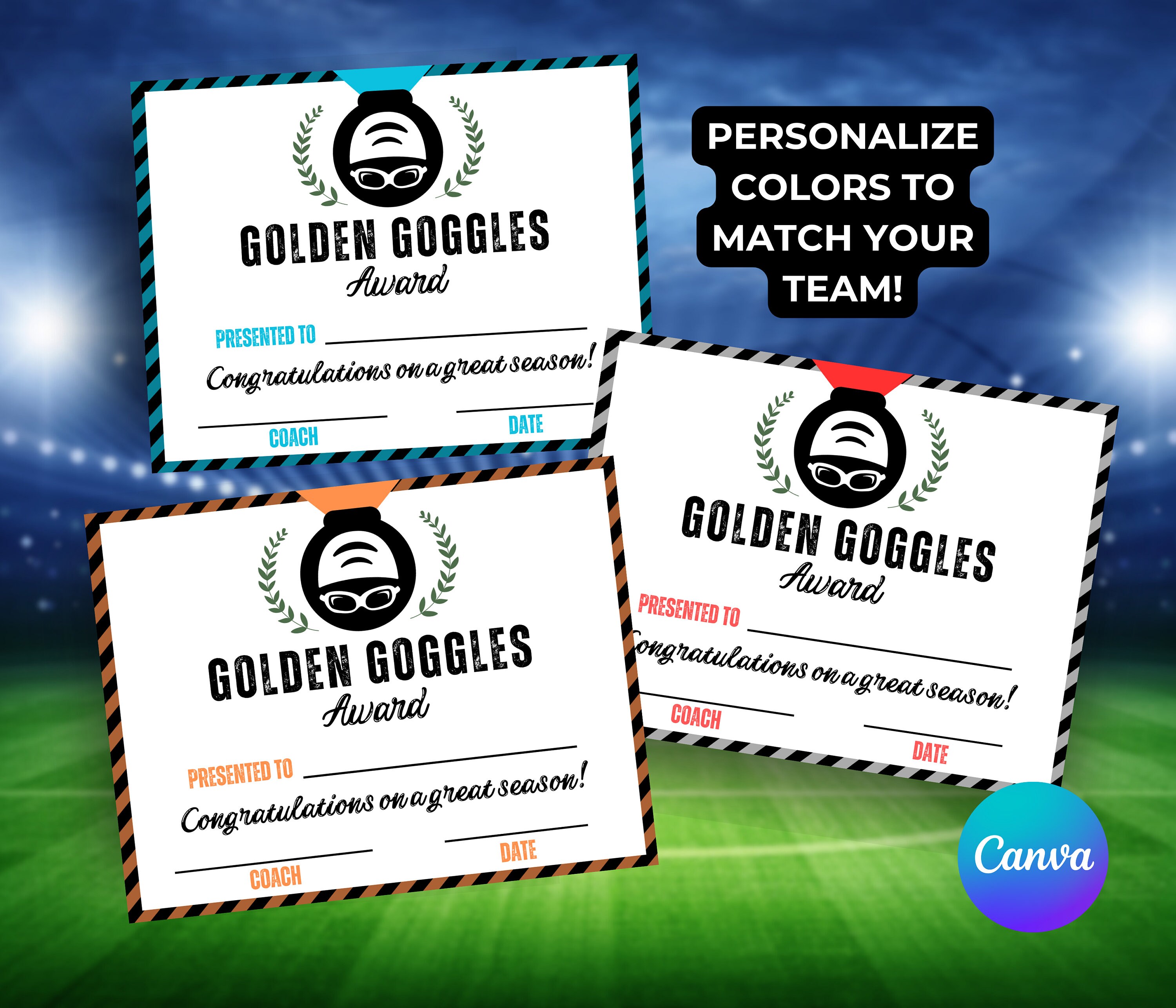 Editable Swimming Award Certificates End of Season Printable Swim Team ...