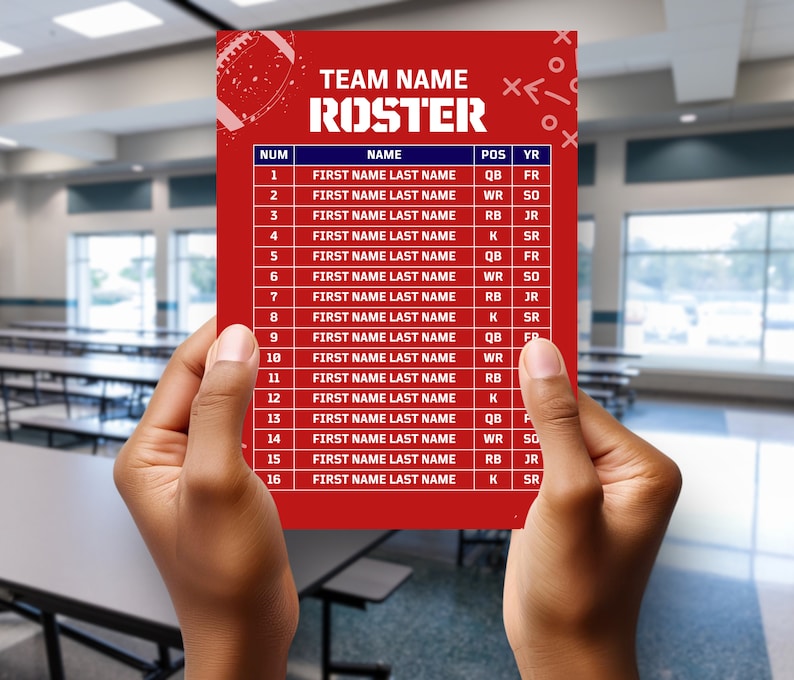 Editable Football Team Roster Canva Template Football Team Player ...
