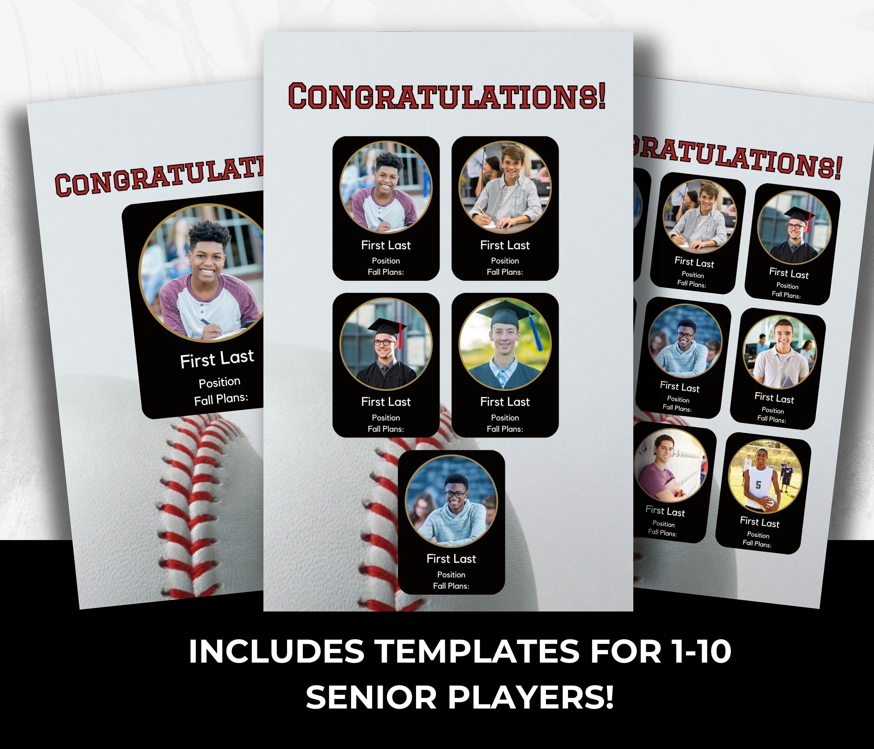 Baseball Senior Night Program Canva Template Senior Game Boys High ...