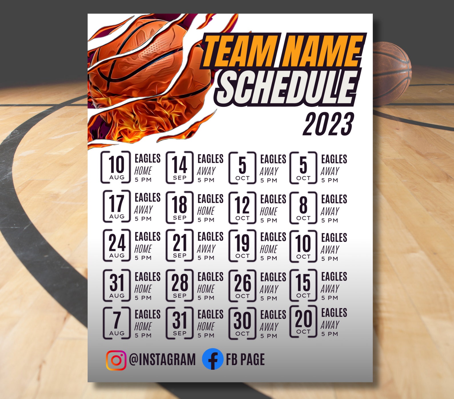 Editable Basketball Schedule Template DIY Canva Basketball Schedule ...