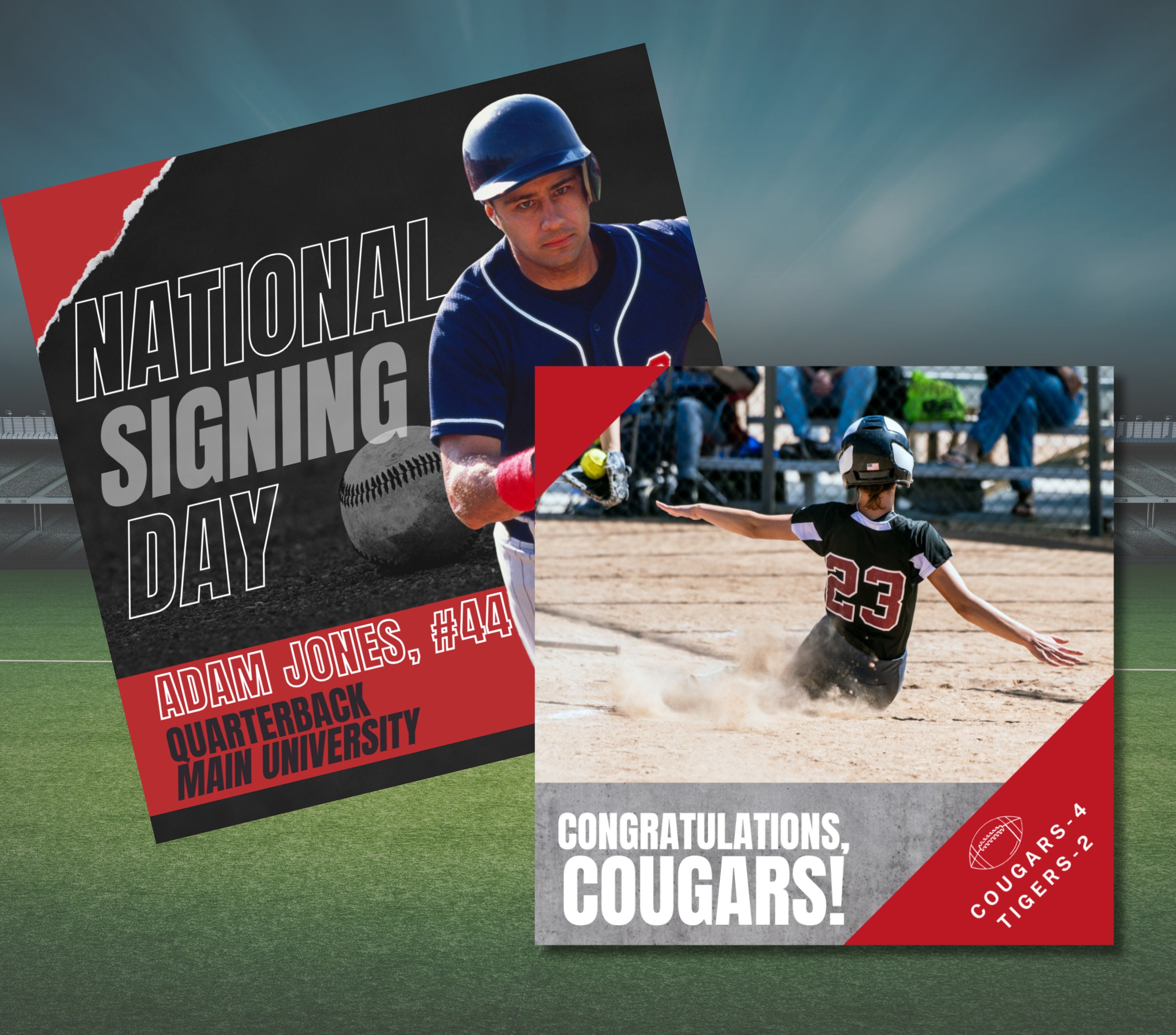 Baseball Committed Editable Social Media Template Canva Signing Day Poster High School Baseball ...