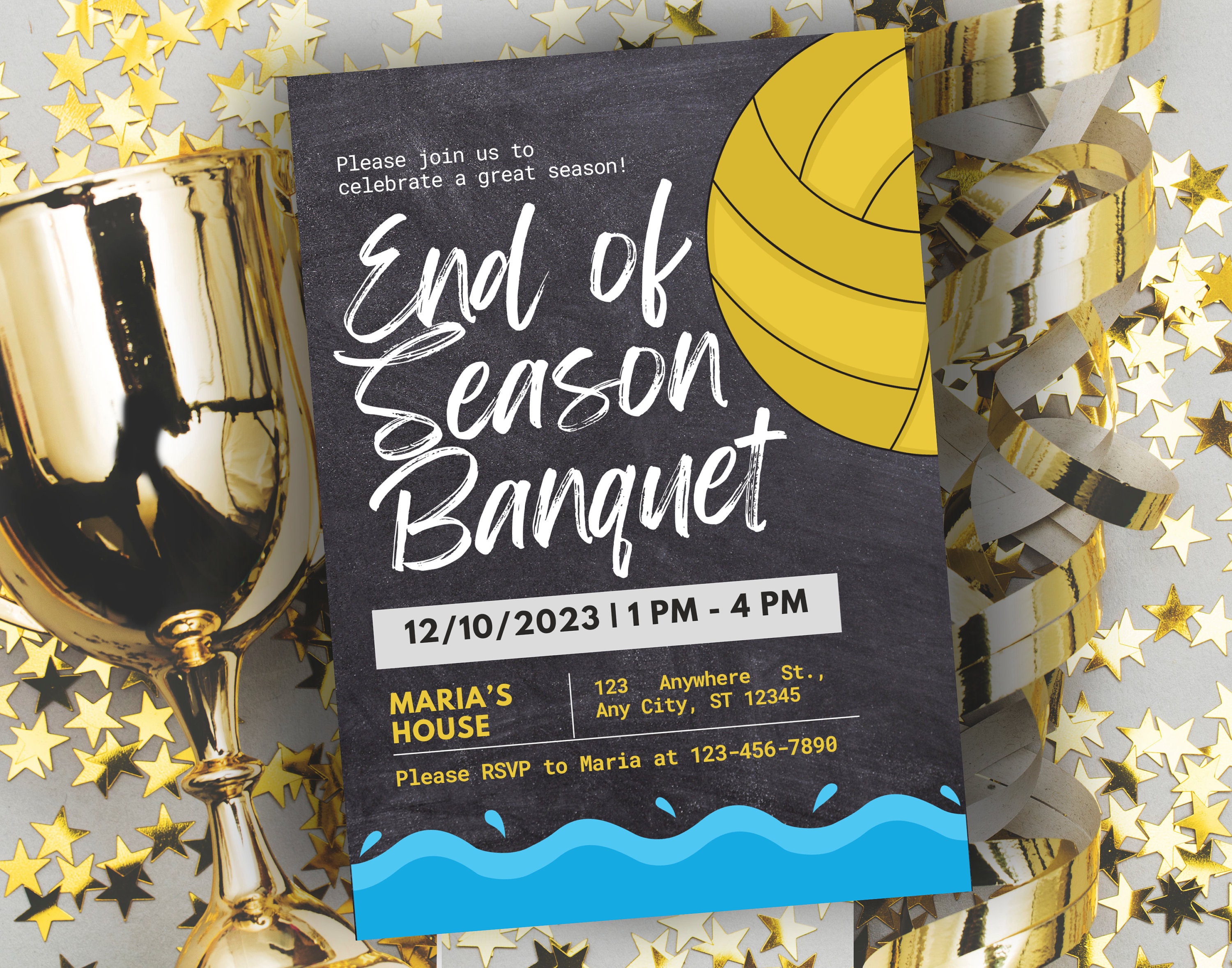 Printable Water Polo Team End of Season Sports Banquet Invitation Canva ...