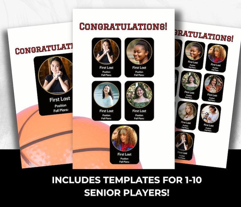 Basketball Senior Night Program Canva Template Senior Game Girls High ...