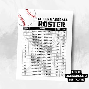 Editable Baseball Team Roster Canva Template Baseball Team Player ...
