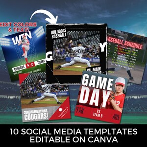 Editable Baseball Team Social Media Graphics Template Canva Baseball ...