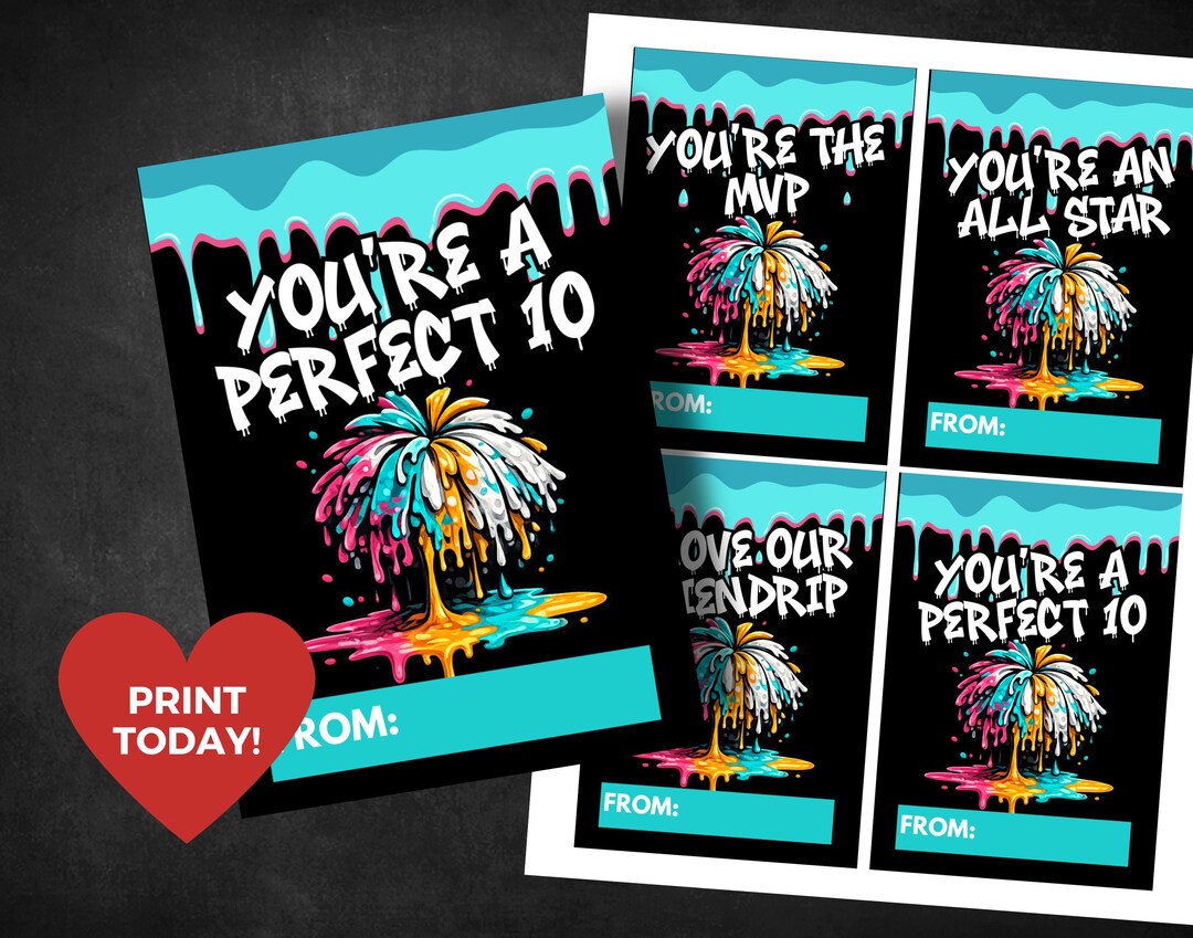Cheer Drip Valentine's Day Cards: Printable Sports Valentine's Day ...