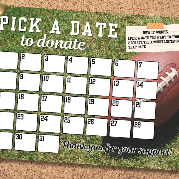 Football Calendar Fundraiser Template - Etsy