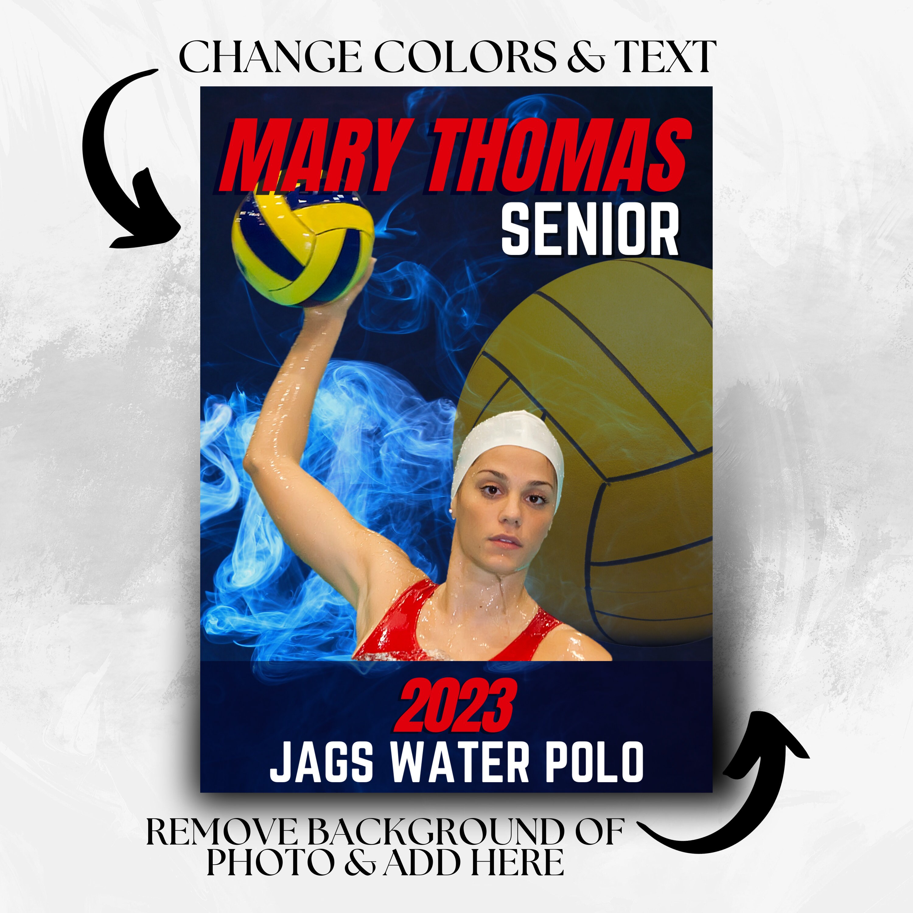 Water Polo Poster Canva Template Senior Night Water Polo Team Banquet ...