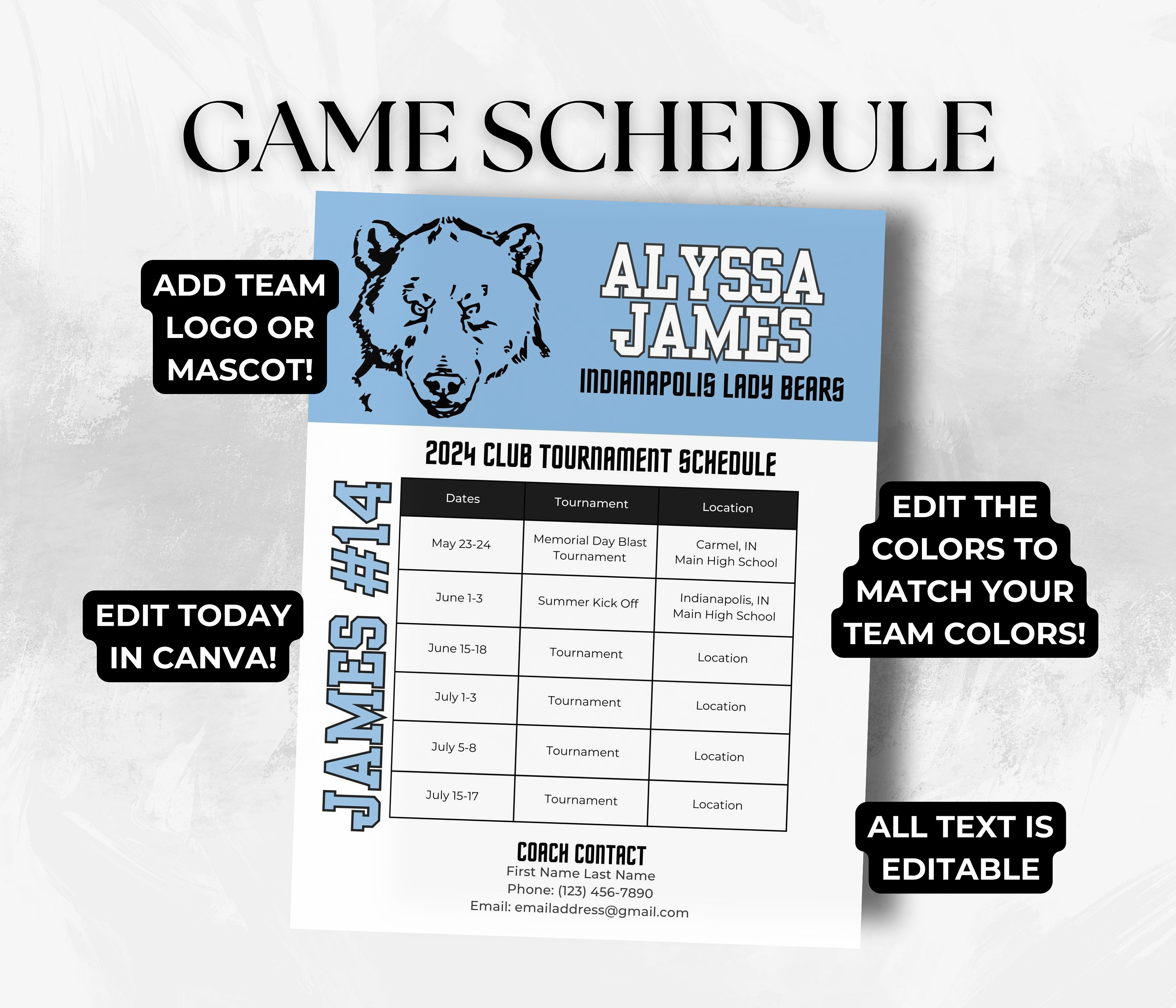 Soccer Athlete Profile Sheet Photo College Recruiting Editable Canva ...