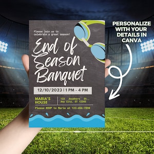 Printable Swim Team End of Season Sports Banquet Invitation Canva ...