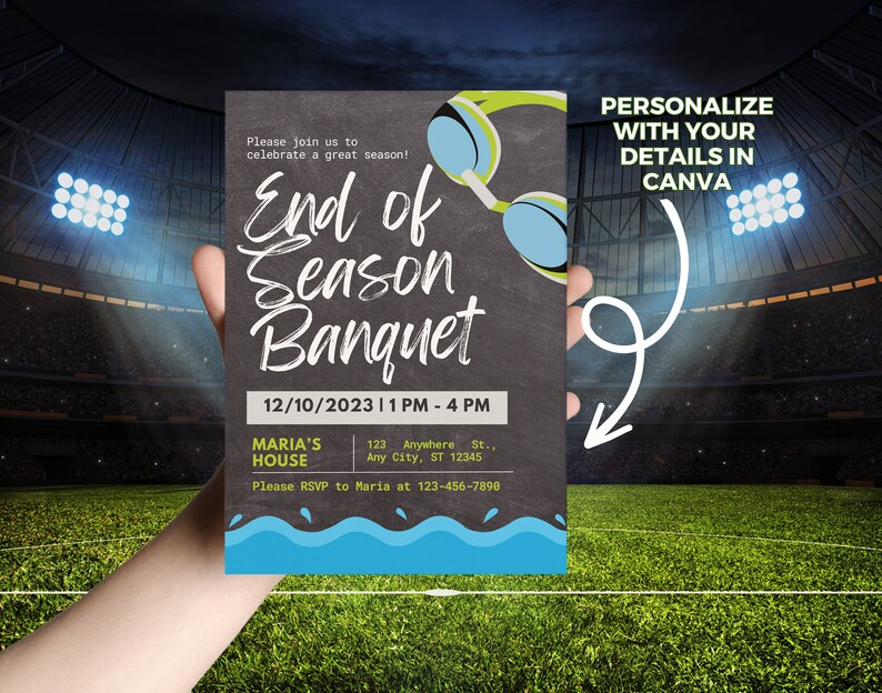 Printable Swim Team End of Season Sports Banquet Invitation Canva ...