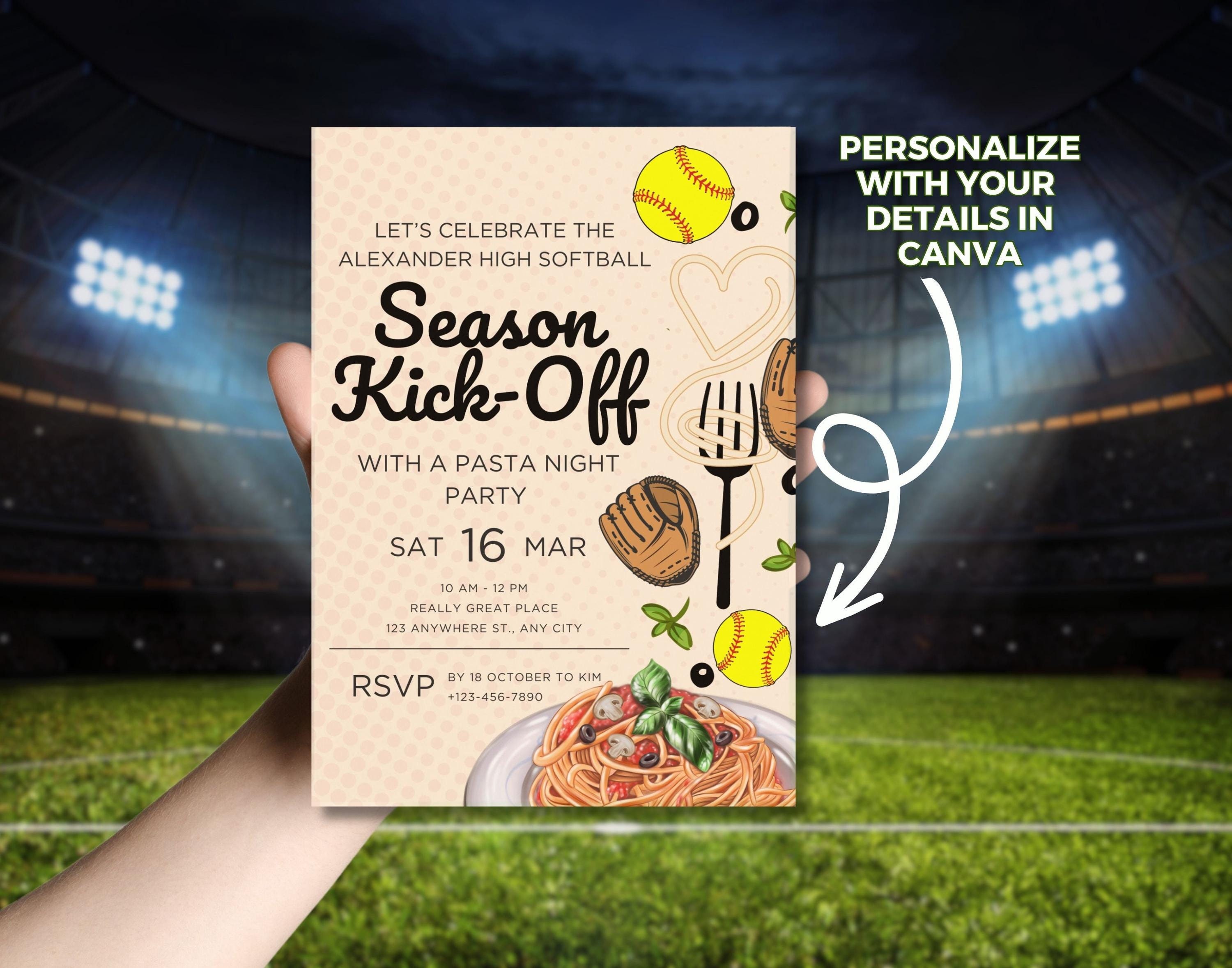 Printable Softball Team Spaghetti Dinner Invitation Canva Template ...